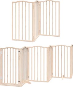Zábrana pro psy s dvířky skládací 12 panelů 600 cm topol 3155589