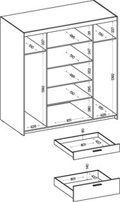 FALCO Šatní skříň Enja 4D2S Odstín: Dub olejovaný