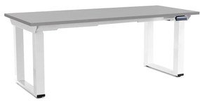 Výškově nastavitelný stůl OfficeTech Strong 180 x 80 cm, bílá podnož, světle šedá