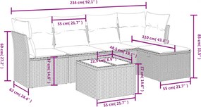 6dílná zahradní sedací souprava a podušky mix béžové polyratan 3263145