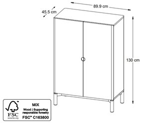Designová skříňka Takayoshi 130 cm tmavě hnědá