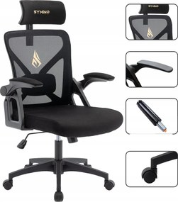 Ergonomické otočné kancelářské křeslo s nastavitelnou opěrkou hlavy pro bedra