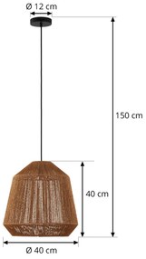 Závěsné svítidlo Lindby Otso, výška 40 cm, bambus, E27