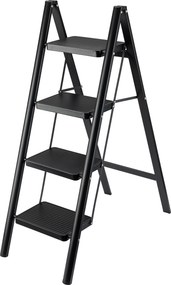 Skládací žebřík Wiltec – 150 kg, černá (66154)