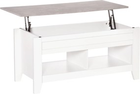 HOMCOM Konferenční stolek s výklopným víkem, 2 otevřené přihrádky a skrytý úložný prostor 105x50x49 cm, bílý s mramorovým efektem | Aosom