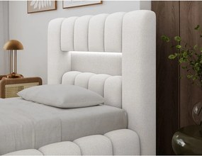 Krémová čalouněná jednolůžková postel s úložným prostorem s roštem 90x200 cm Lamica – ELTAP