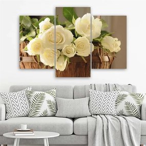 Obraz na plátně třídílný Bílé růže - 60x40 cm