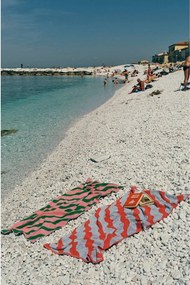 Zelená/růžová bavlněná osuška 90x150 cm Waves – Jotex