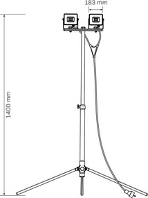 LED Reflektor se stojanem 2xLED/50W/230V 6500K IP65 žlutá