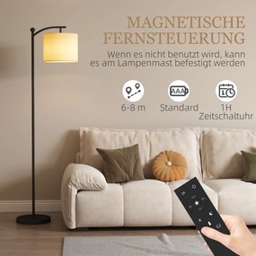 HOMCOM Stojací lampa, nastavitelné možnosti osvětlení, nožní spínač, dálkové ovládání, kov, černá