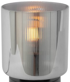 Stolní lampa Art Deco černá s kouřovým sklem - Laura