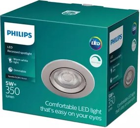 Philips Sparkle nikl / Podhledové LED svítidlo / 1x5W / 350lm / 2700K