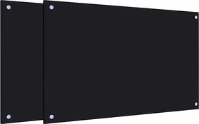 Kuchyňské panely 2 ks černé 80 x 50 cm tvrzené sklo 3315799
