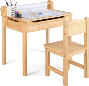 Costway Toddler Multifunkční stolek s židlí pro umění a řemesla s držákem