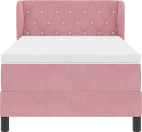 Postel s boxspringem s čelo Růžová 100 x 200 cm samet 3340327