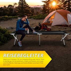 TRESKO® kempingová postel 190 cm černá kempingová postel lehátko postel pro hosty cestovní postel kempingové lehátko