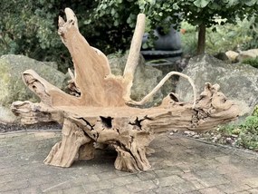 Královské křeslo z teakového kořene 195 cm – jedinečná lavice