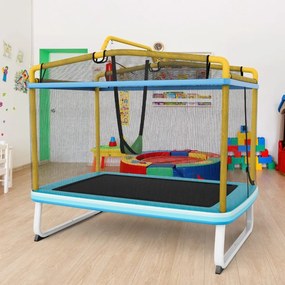Costway 3-in-1 Dětská trampolína s houpačkou a horizontální tyčí