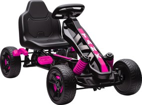 AIYAPLAY Gokart s pedály, šlapací auto pro děti s brzdou, protiskluzová kola, kovový rám, 3-6 let, růžová