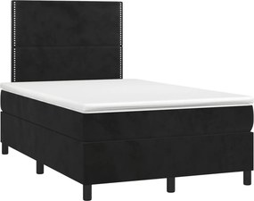 Box spring postel s matrací a LED černá 120x200 cm samet 3136055