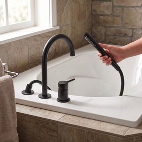 Rea Lungo, 3-otvorová vanová baterie, černá, REA-B2263