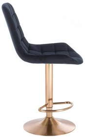 LuxuryForm Barová židle PARIS VELUR na zlatém talíři - černá