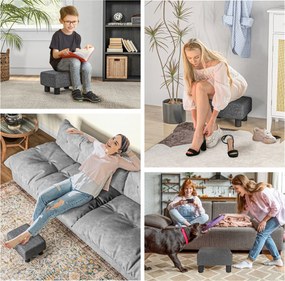 HOMCOM Sedací taburet s moderním vzhledem lnu - čalouněný odkládací stolek, podnožka do ložnice, obývacího pokoje, tmavě šedá