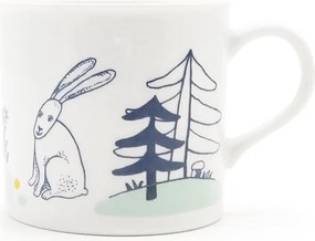 Porcelánový hrnek Zajíček na paloučku, 250 ml – s českým autorským designem v pohádkovém stylu