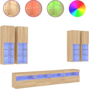 7dílná obývací stěna s LED osvětlením dub sonoma 3216773