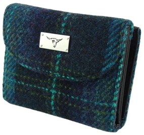 Peněženka Jura Harris Tweed Turquoise Overcheck - Glen Appin
