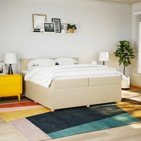 Box spring postel s matrací krémová 200x200 cm textil 3289868