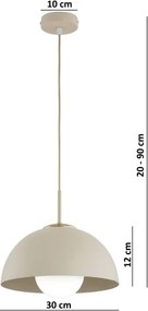 Brilagi - Lustr na lanku COSMO 1xE27/60W/230V pr. 30 cm béžová/zlatá