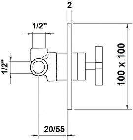 Sapho Sapho, TRAX podomítková sprchová baterie, 1 výstup, chrom, 655