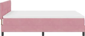 Postel s boxspringem s čelo Růžová 140 x 190 cm samet 3339175
