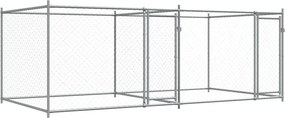 Klec pro psy s dvířky šedá 4 x 2 x 1,5 m pozinkovaná ocel 3209573