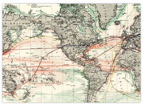 Skleněný obraz - Mapa světa (70x50 cm)