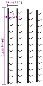 vidaXL Marketos Nástěnný stojan na víno na 12 lahví 2 ks černý železný
