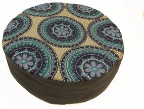 S radostí - vlastní výroba Meditační sedák s modrou mandalou - šedý Velikost: ∅35 x v12 cm