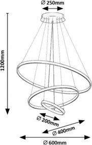 Rabalux 72349 - LED Stmívatelný lustr na lanku BELIZA LED/90W/230V 3000-6500K+DO