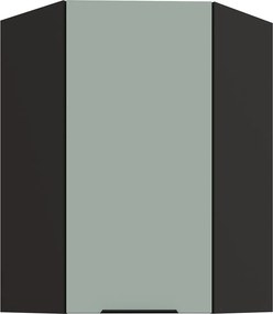 ARIA sc | horní kuchyňská skříňka 60x60 GN-90 1F (45°) rohová s policemi | 60x60 cm | VYSOKÁ | černá/aquamarine