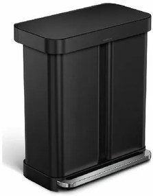 Simplehuman Koše - Odpadkový koš na tříděný odpad, s kapsou na sáčky, 58 l, matná černá CW2093
