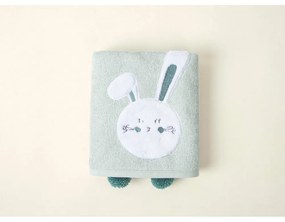 Zelená bavlněná dětská osuška 75x50 cm Bunny - Foutastic