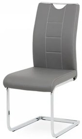 Jídelní židle šedá koženka, chrom, DCL-411 GREY