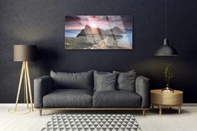 Obraz na skle Hory Stezka Útes Západ 120x60 cm