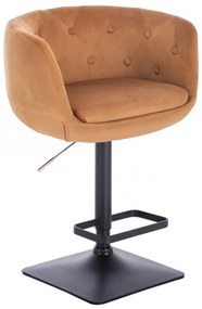 LuxuryForm Barová židle MONTANA VELUR na černé podstavě - hnědá