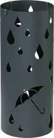 Stojan na deštníky, ocel, sloupovitý tvar, odnímatelná přihrádka na podstavci, Ø17 x 41V cm, šedý