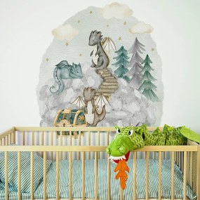 Gario Dětská nálepka na zeď The world of dragons - draci, skály a poklad Rozměry: 50 x 47 cm