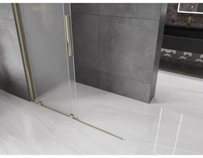Mexen Velar, sprchová zástěna s posuvnými dveřmi Walk-in 140 x 200 cm, 8mm sklo námraza, zlatá lesklá, 871-140-000-33-50