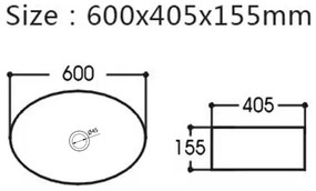BPS-koupelny Keramické umyvadlo na desku HYD-CI-WH-600 60x40,5 cm, bílé