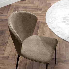 HOMCOM Sada 2 jídelních židlí, kuchyňská židle, čalouněné sedadlo v látce s vzhledem lnu, stabilní ocelové nohy, moderní design, světle hnědá